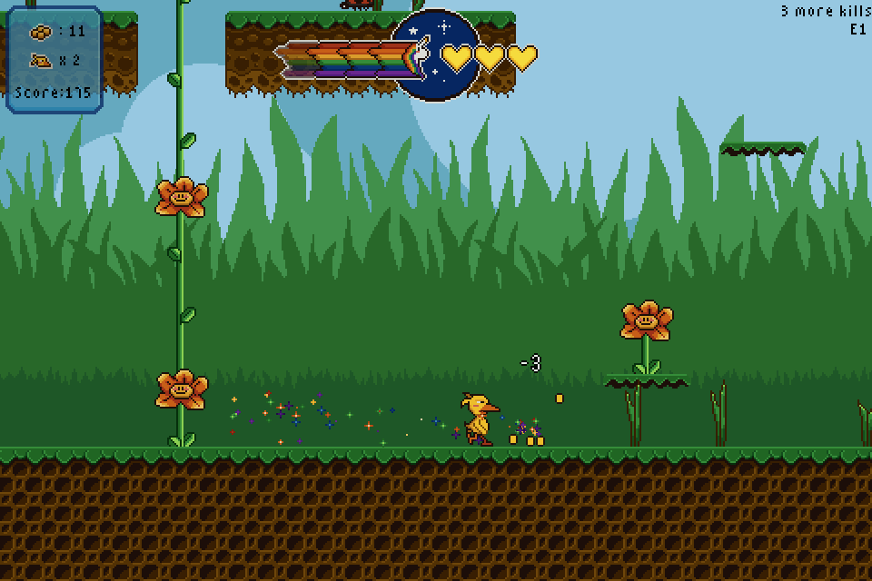 Adventures of Duck Guy: Pixel platformer featuring a magical Duck Guy